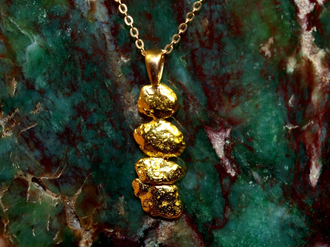 Stacked Gold Nugget Pendant Brilliant Natural Gold Raw - Etsy