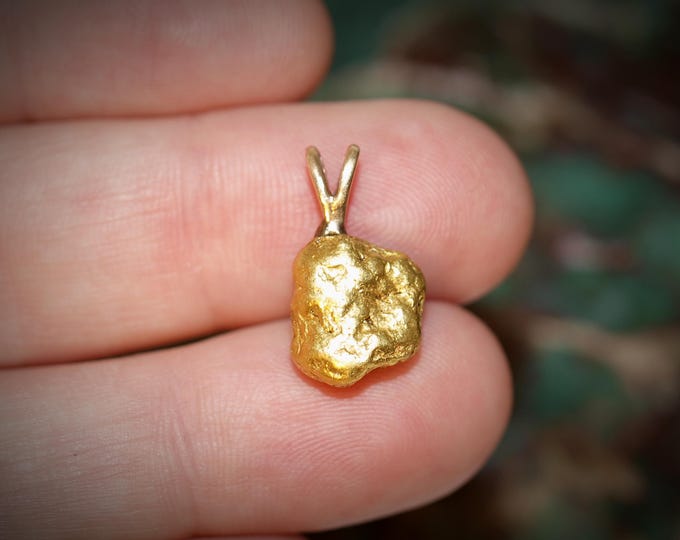 Gold Nugget Pendant Necklace - Genuine Raw Gold Nugget - Placer Gold ...