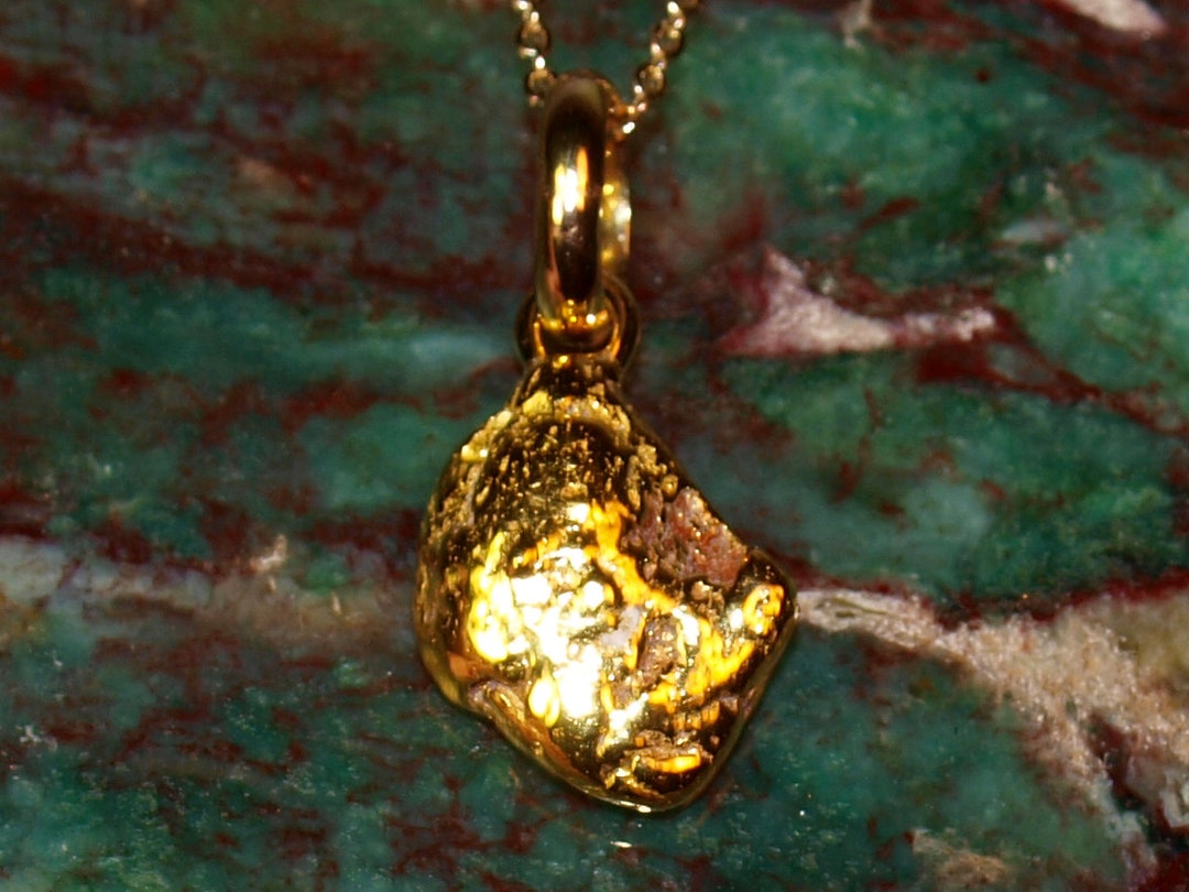 Gold Nugget Charm Necklace - Genuine Alaska Gold Nugget - Placer Gold ...