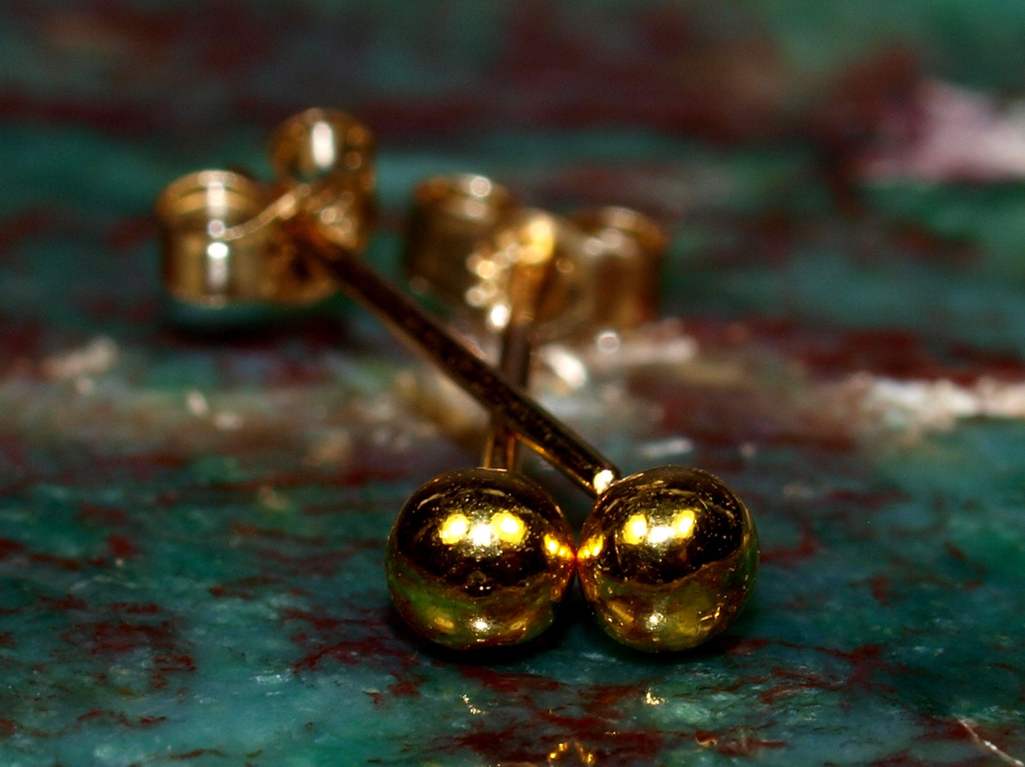 Small 24k Gold Studs - High Purity 3mm Solid Gold Balls - Minimalist ...