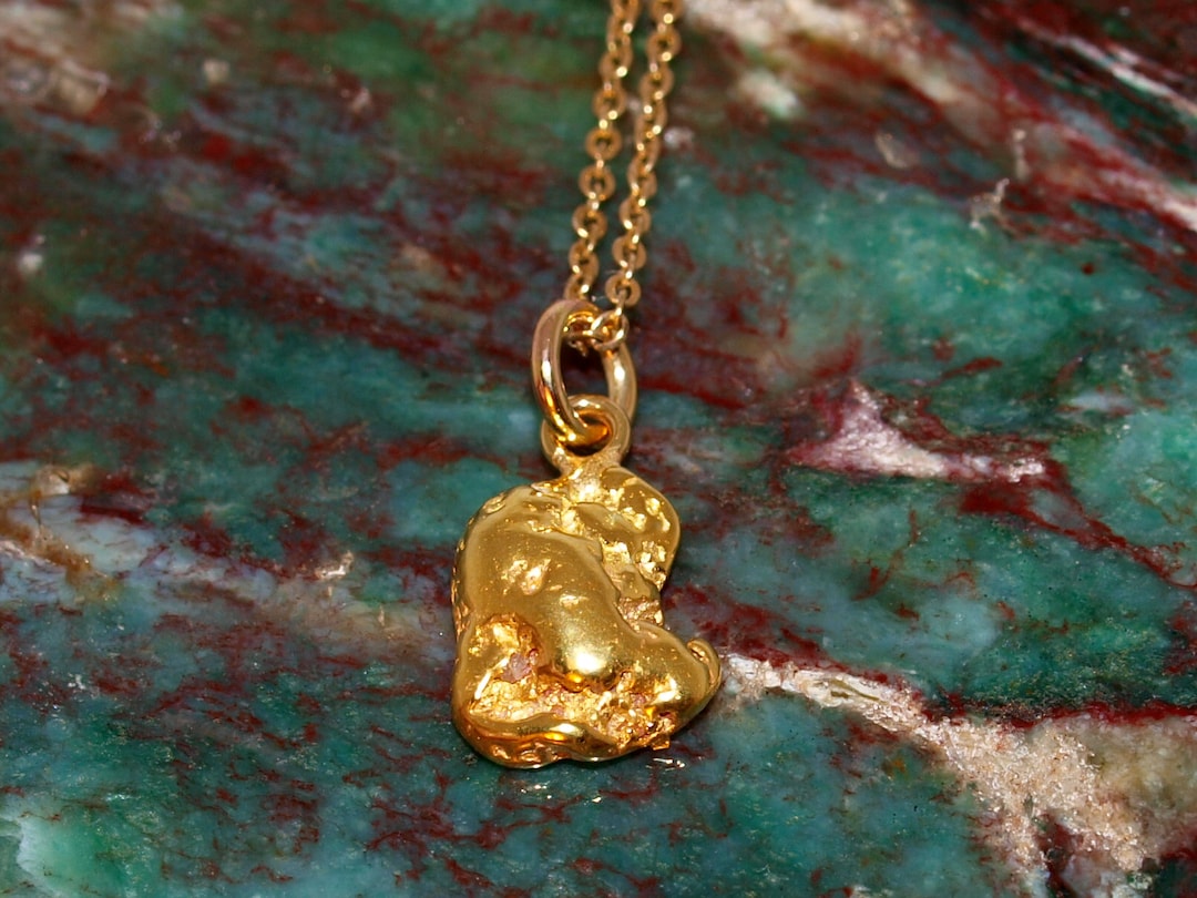 California Gold Nugget Pendant Necklace - Genuine Raw Gold Nugget ...