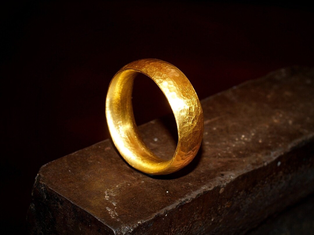 8mm Heavy 24k Gold Ring - Comfort Fit Style - Big Gold Wedding Band ...