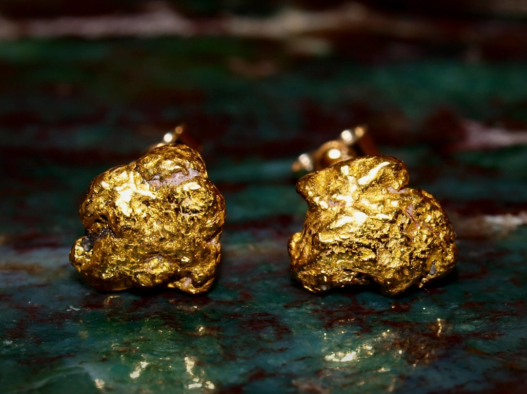 Nugget Stud Earrings High Quality Gold Nuggets California Gold Nuggets ...