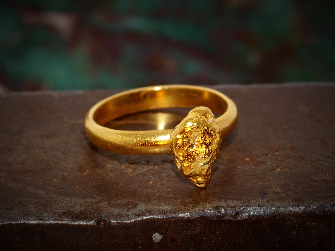 Natural Gold Nugget Ring Size 5.25 Smooth 22K Band Ring High Purity 22K Natural Gold Nugget Genuine Real Alaska Nugget N2047