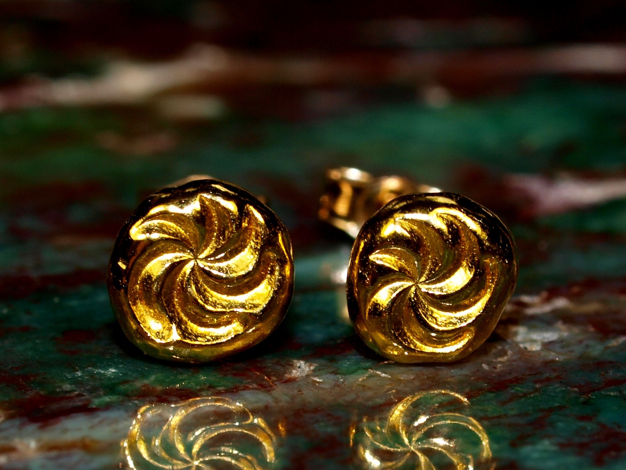 Small 24k Gold Studs High Purity 5mm Gold Discs Minimalist - Etsy