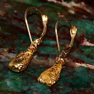 Gold Nugget Dangle Earrings - Natural Gold Nugget Jewelry - 14k Hooks ...