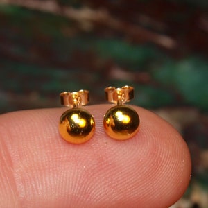 24k Gold Ball Studs - 3mm 4mm 5mm 6mm - Pick Your Size - Solid Gold ...