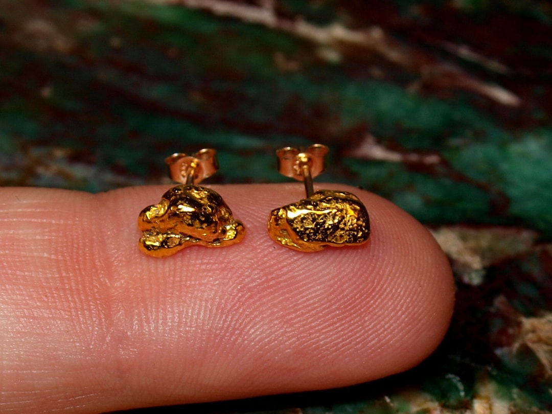 Gold Nugget Stud Earrings California Gold Nuggets Natural - Etsy