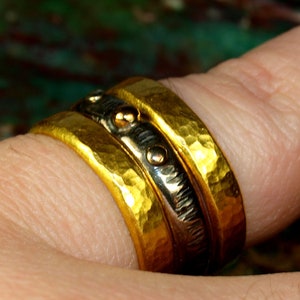 24k Double Gold Band - 8mm Stacked - Solid Pure Gold - Hand Forged ...