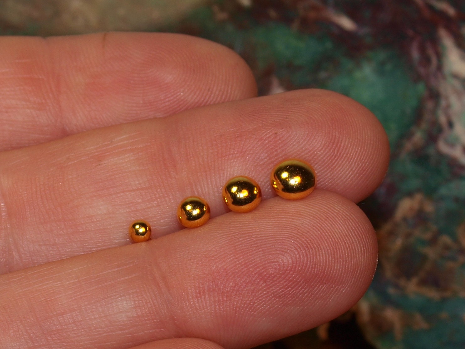 24k Gold Ball Studs - 3mm 4mm 5mm 6mm - Pick Your Size - Solid Gold ...