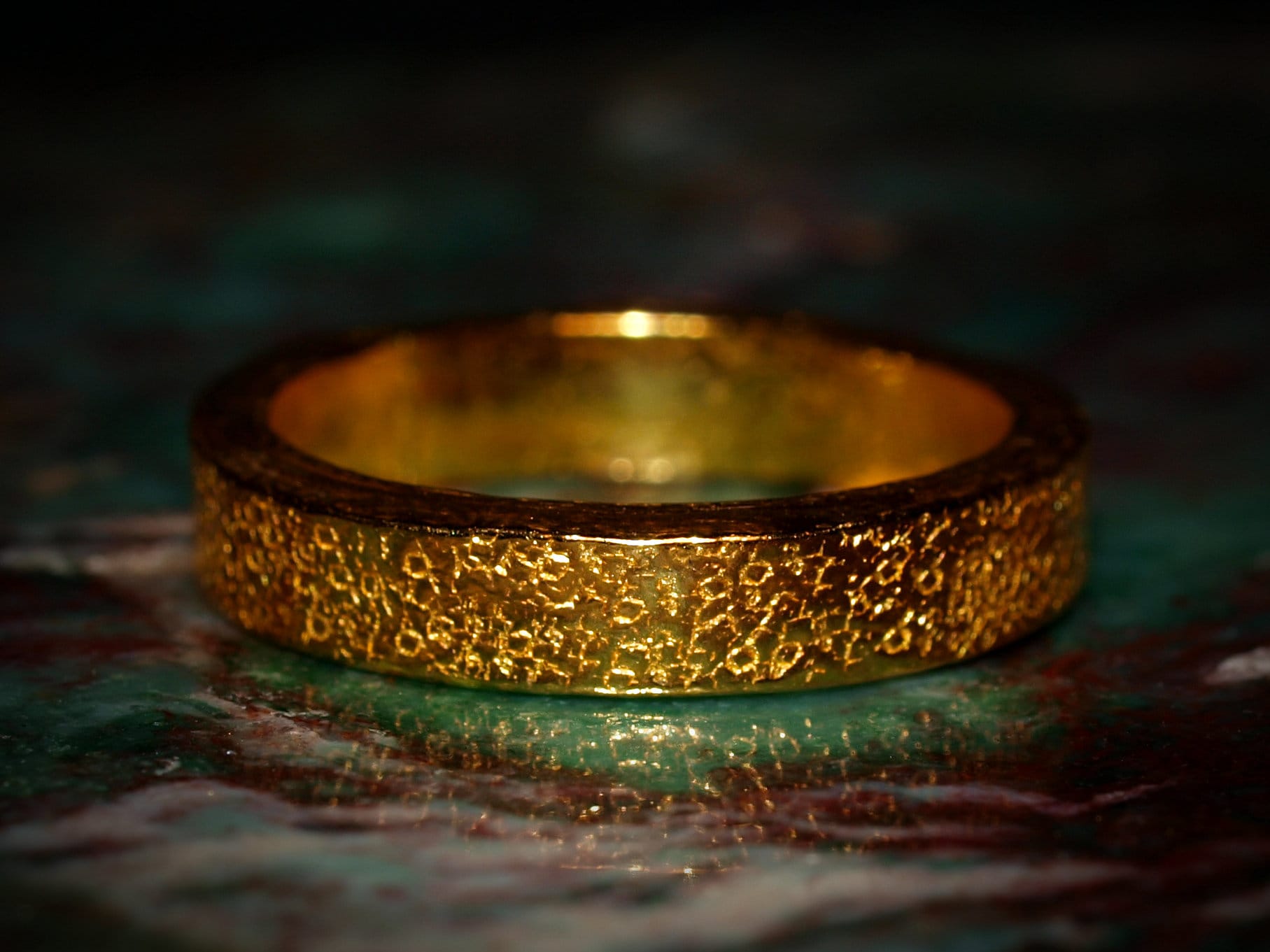 Thick Textured 24k Gold Band - Pick From 6 Unique Textures - 4mm Wide ...