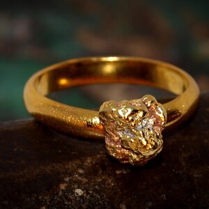 Natural Gold Nugget Ring - Size 5.5 - Smooth 22k Band Ring - High ...
