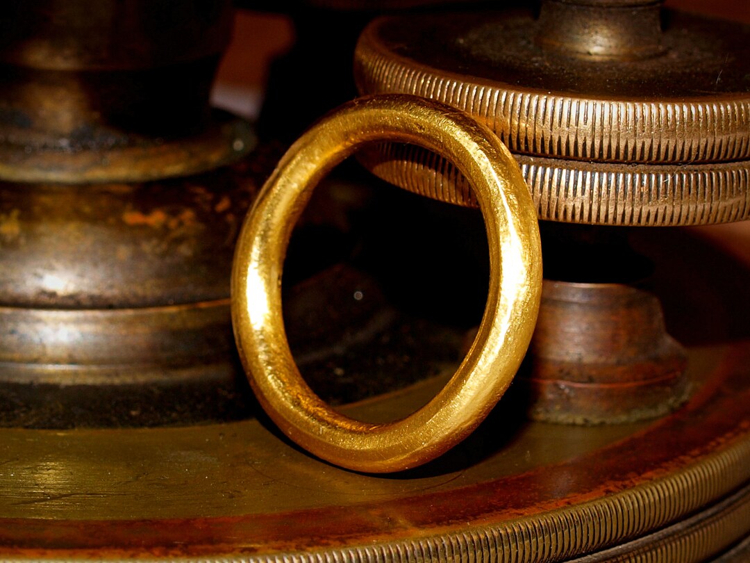 24k Thick Round Gold Band - Solid Pure Gold Ring - Hand Forged Smooth ...