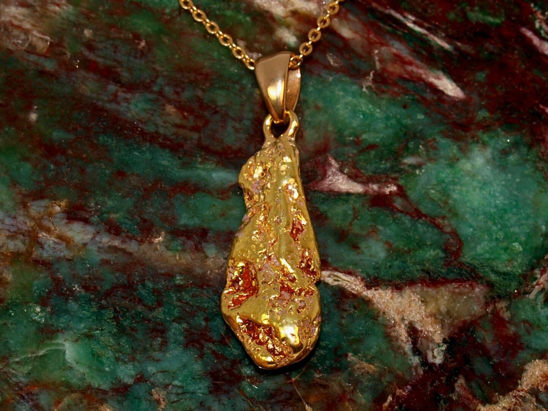 Gold Nugget Pendant Necklace - Genuine Alaska Gold Nugget - Placer Gold ...