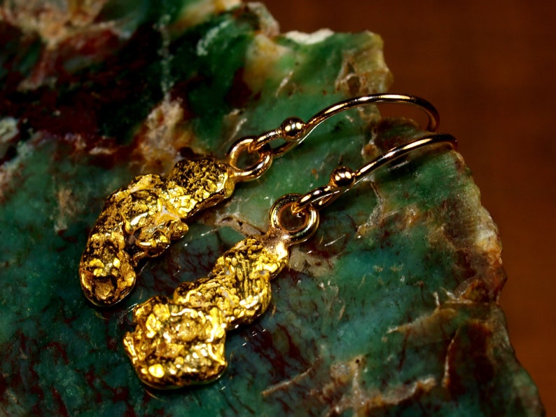 Gold Nugget Dangle Earrings Natural Gold Nugget Jewelry - Etsy