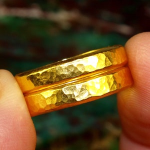 24k Double Gold Band - 8mm Stacked - Solid Pure Gold - Hand Forged ...