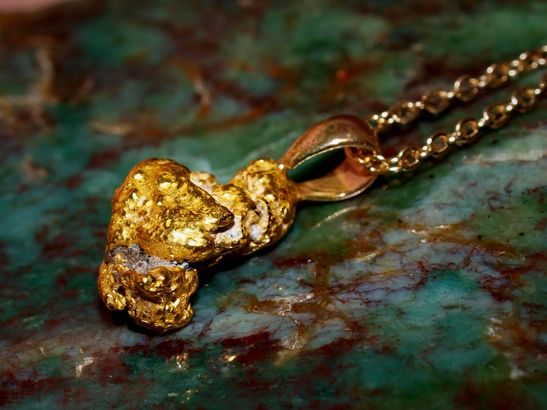 Gold Nugget Charm Necklace - Authentic California Gold Nugget - Placer ...