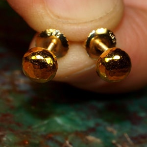 24k Solid Round Gold Ball With Threaded Stud - Pure 5mm Gold ...