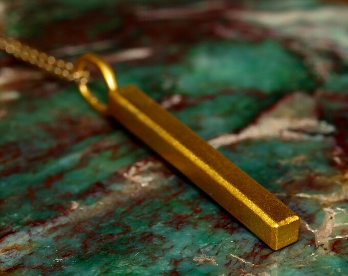 24k Gold Bar Pendant - Investment Jewelry - 38mm Long Bar Shape Pendant ...