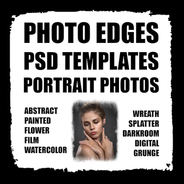 200 Different Photo Edges for Portrait Photos. Automated PSD Templates ...