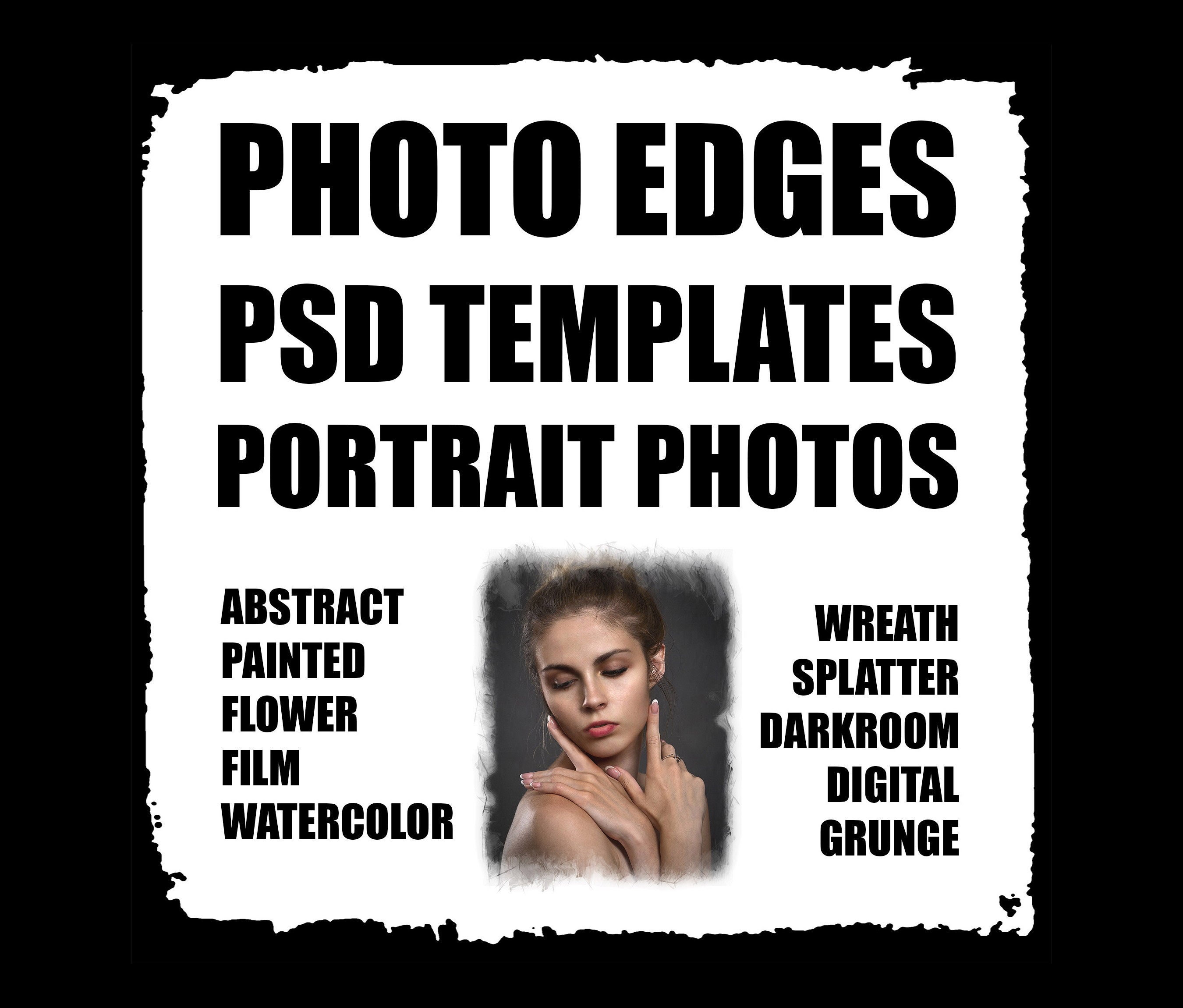 200 Different Photo Edges for Portrait Photos. Automated PSD Templates ...