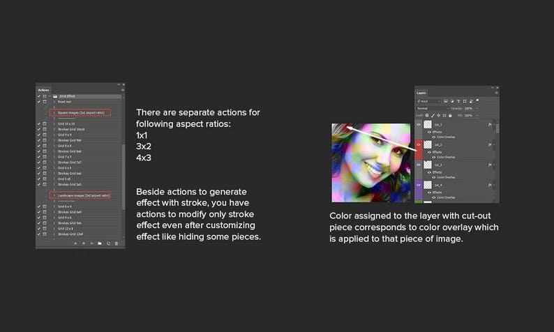 Grid Effect Photoshop Actions - Etsy