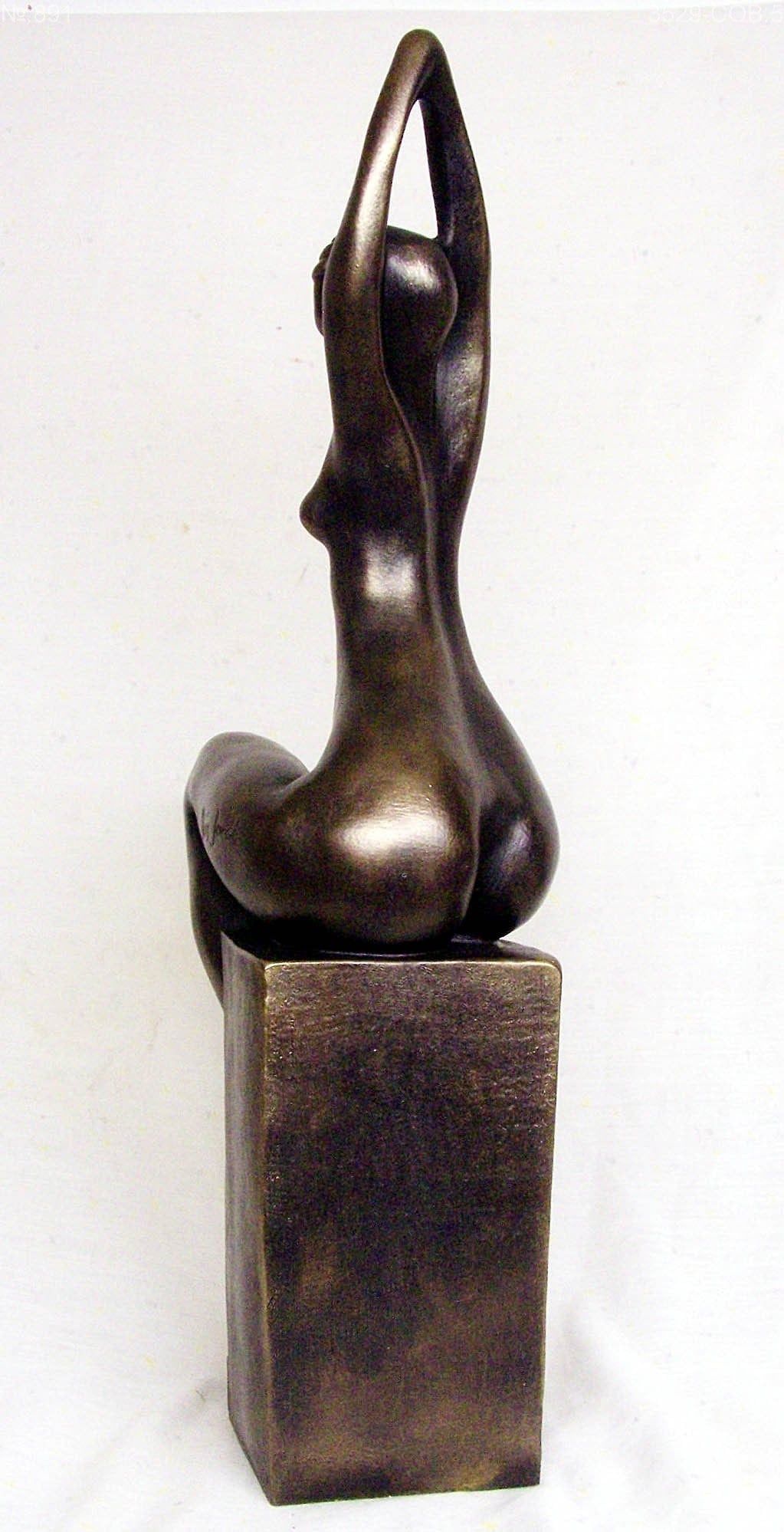 Cold Cast Bronze Sculpture, Woman Seated With Raised Arms. - Etsy