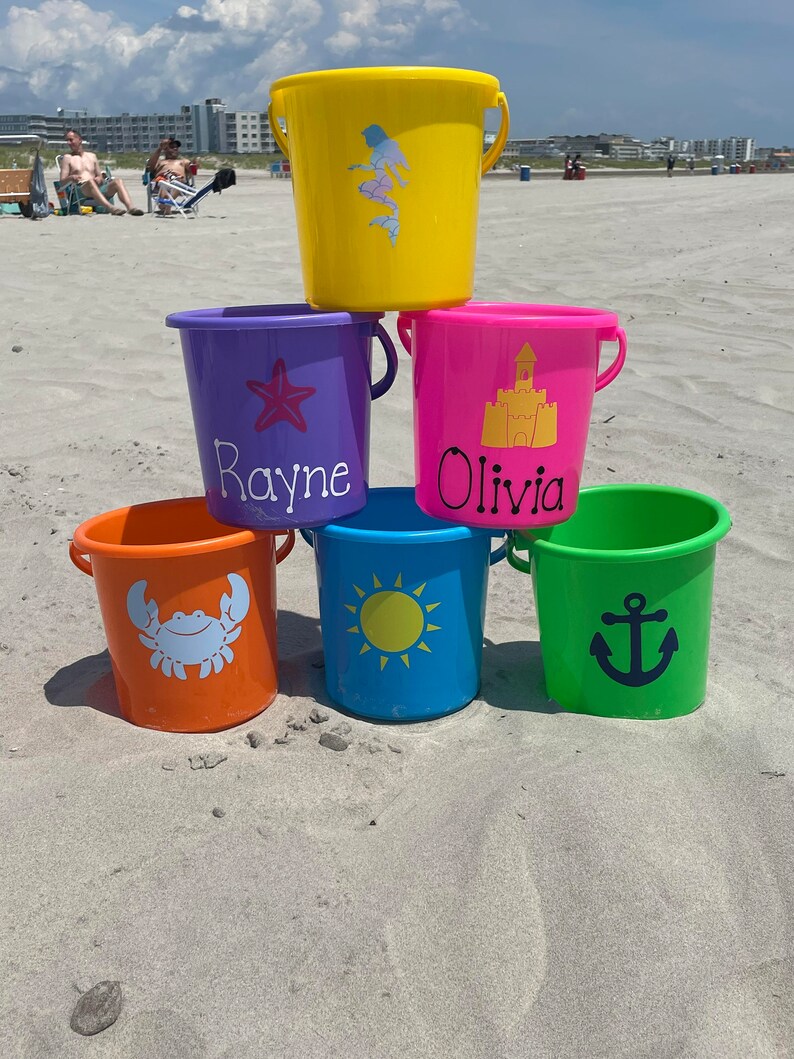 Personalized Sand Bucket With Handle- Summer Fun- Beach Accessories - Etsy