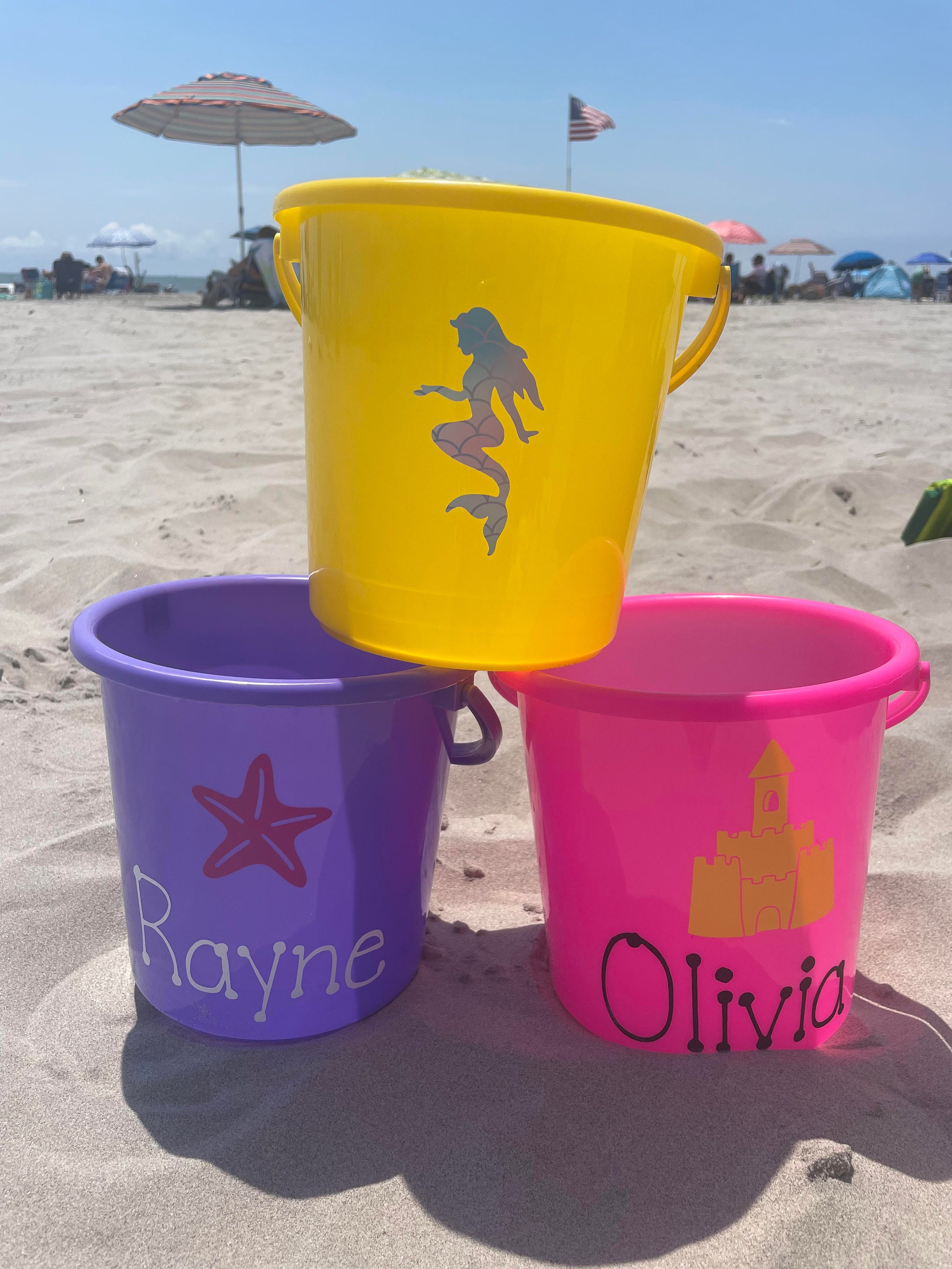 Personalized Sand Bucket With Handle- Summer Fun- Beach Accessories - Etsy