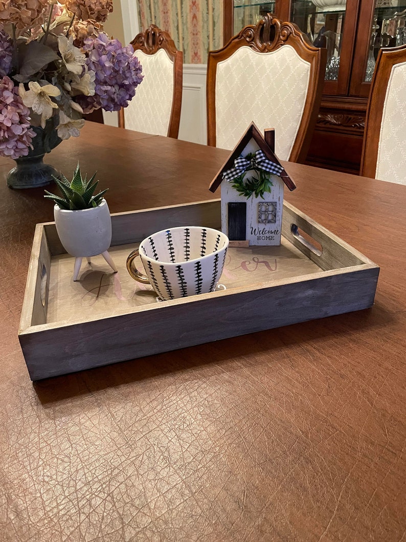 Multipurpose Personalized Family Serving Tray in Natural or Gray Wash ...