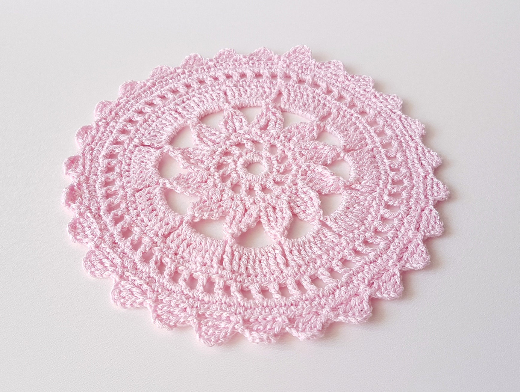 Crochet Doily Pink Doily Lace Doily Crochet Table Decoration Hand Made ...