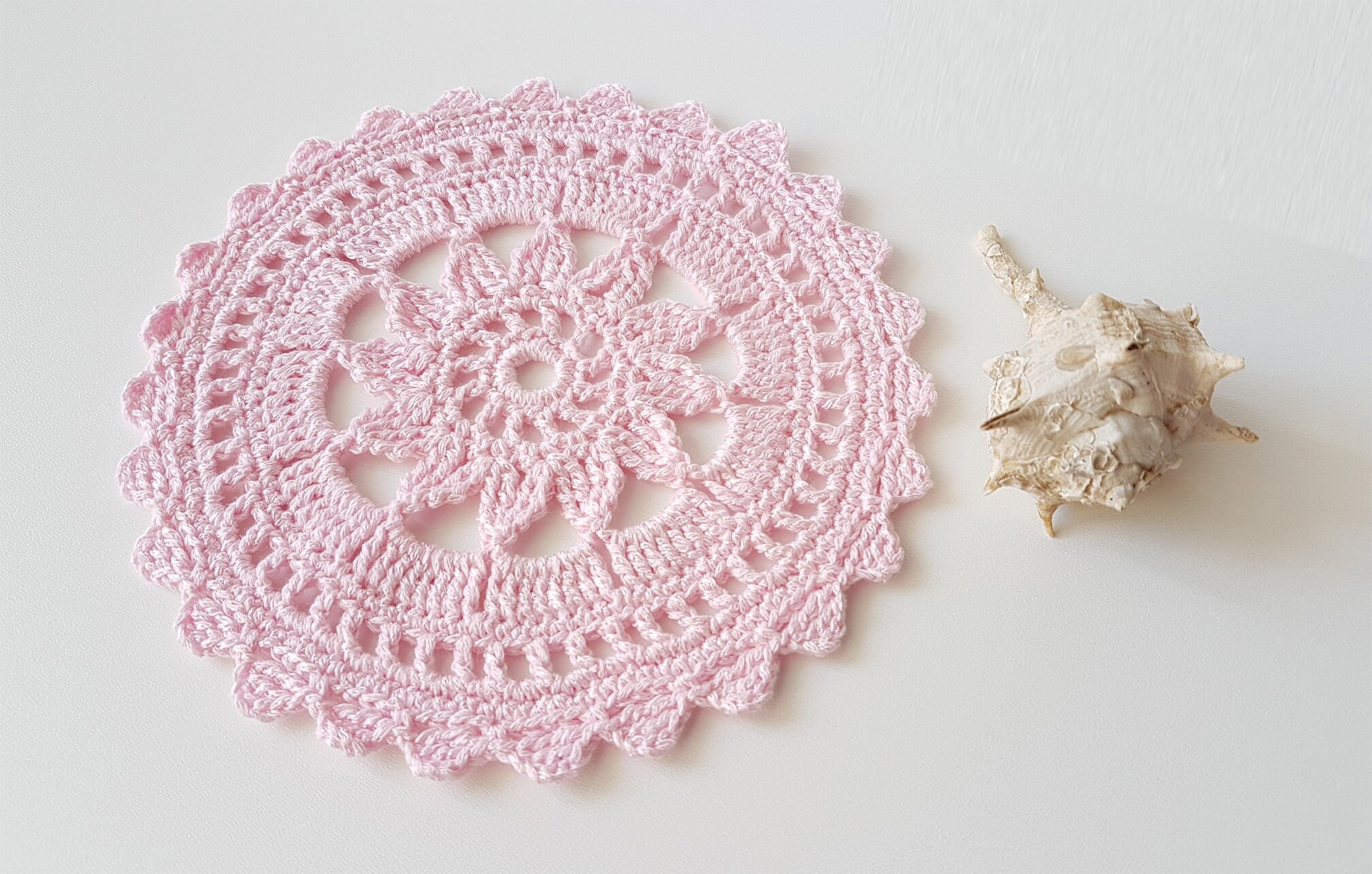 Crochet Doily Pink Doily Lace Doily Crochet Table Decoration Hand Made ...