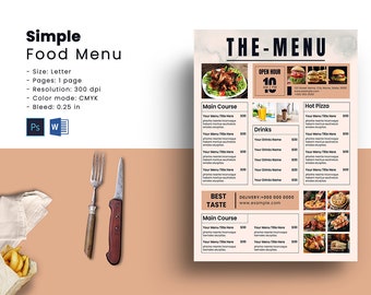 Ms Word Food Menu - Etsy