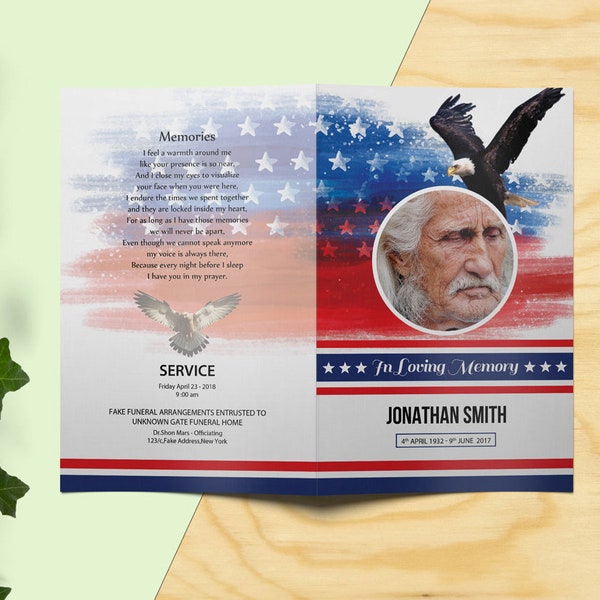 Funeral Program Template Military - Etsy