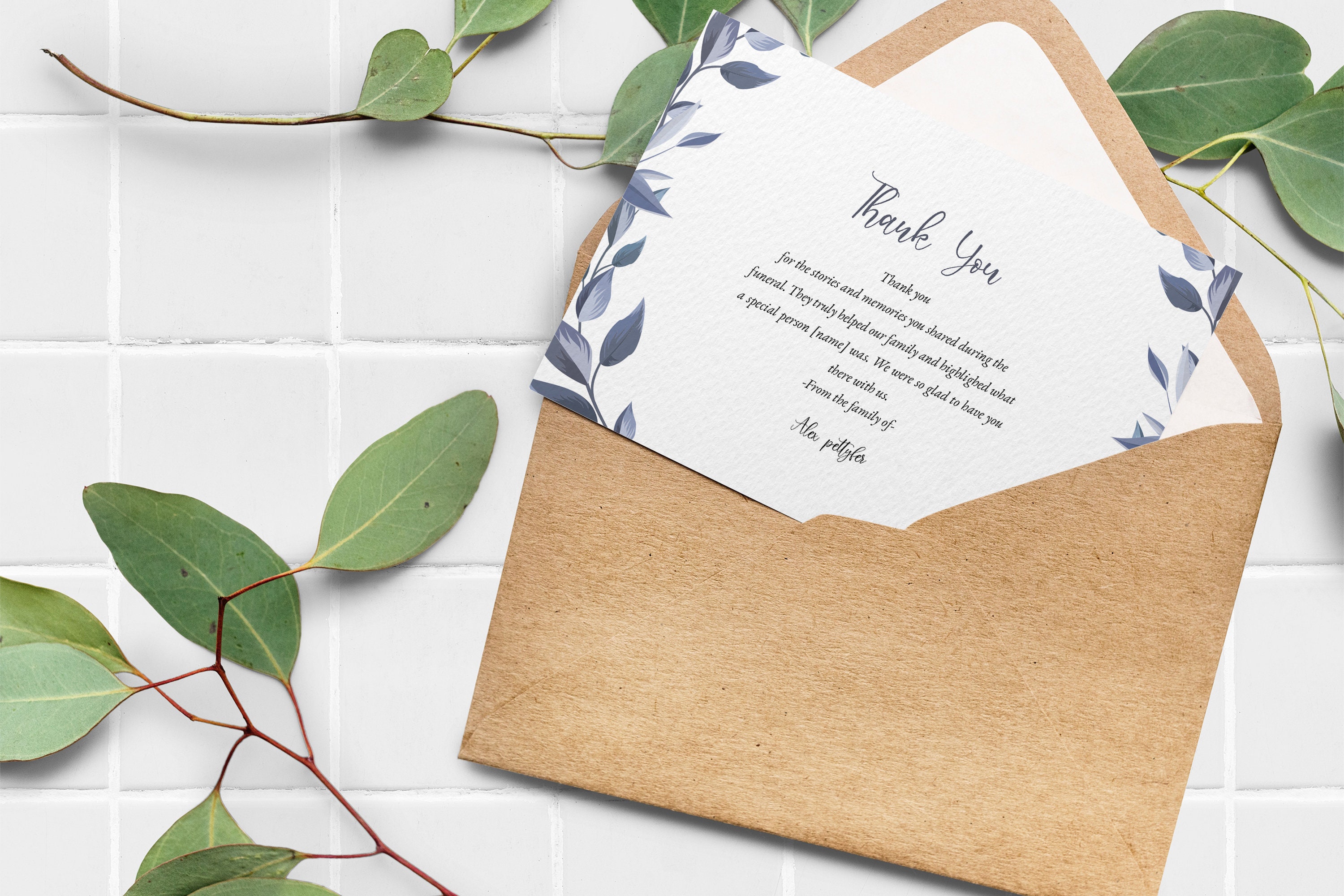 Funeral Thank You Card Template Funeral Acknowledgement Card - Etsy