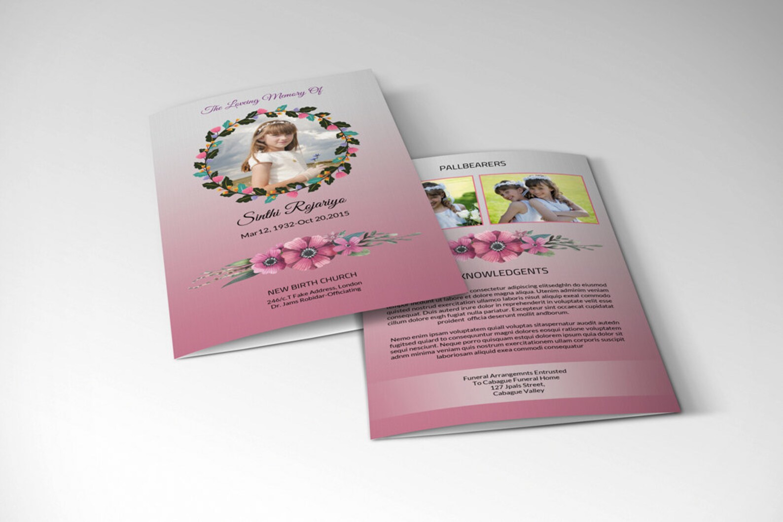 Child Funeral Program Template Obituary Template - Etsy