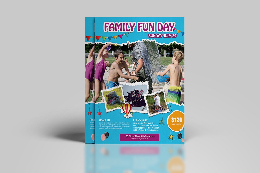 Family Fun Day Flyer Template | Family Picnic Event Flyer, Photoshop ...
