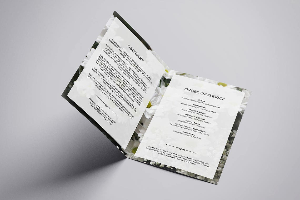 Funeral Program Template Word Obituary Template Microsoft - Etsy