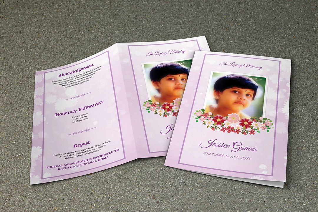 Child Funeral Program Template: Bifold Brochure (instant Download) - Etsy