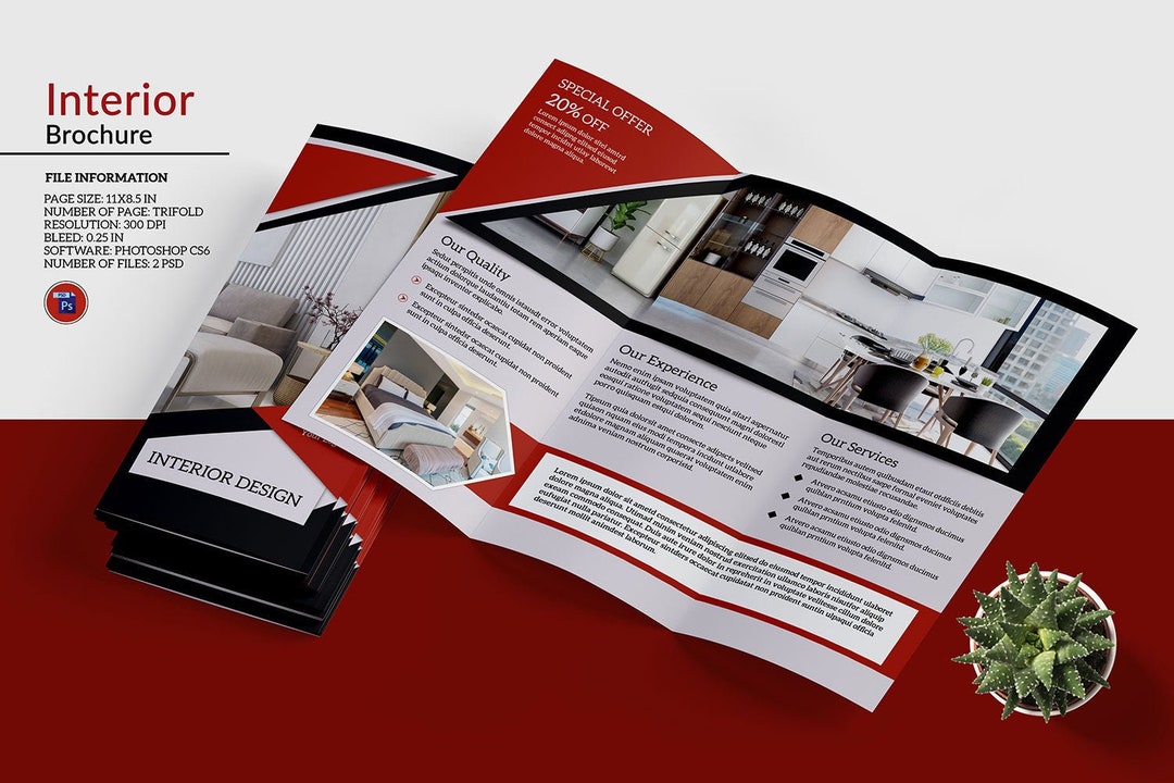 Trifold Interior Brochure Interior Design Brochure Template - Etsy