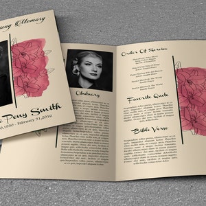 Vintage Funeral Program Template: Bifold Obituary (digital Download) - Etsy