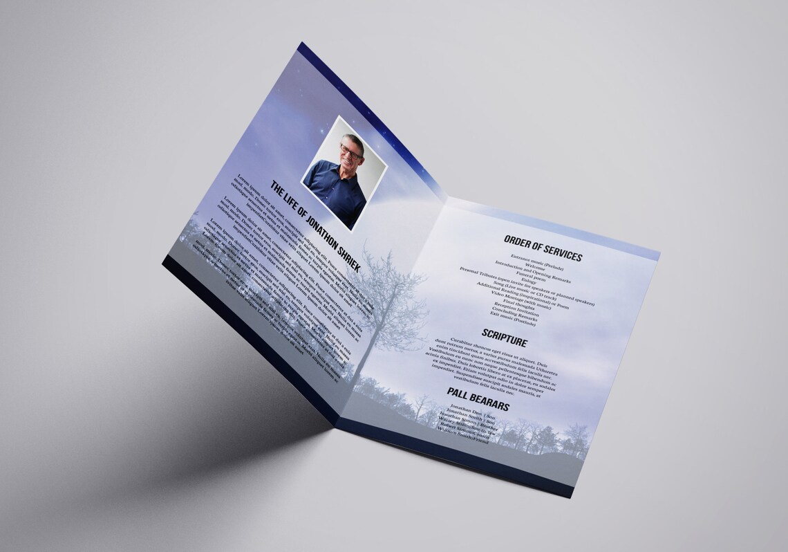 Printable Funeral Program Template Editable Obituary - Etsy