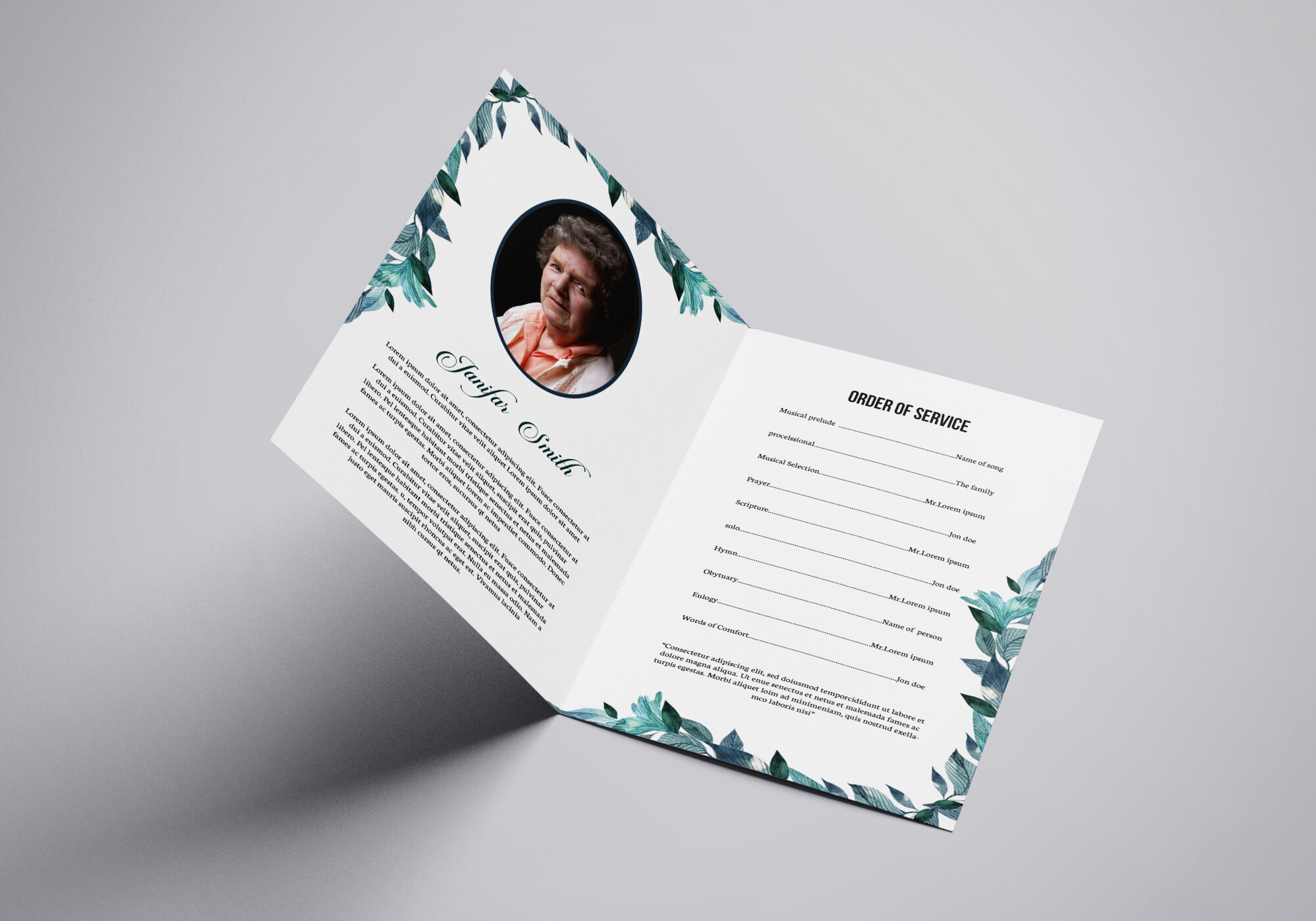 Printable Funeral Program Template Ms Word Template Etsy Images