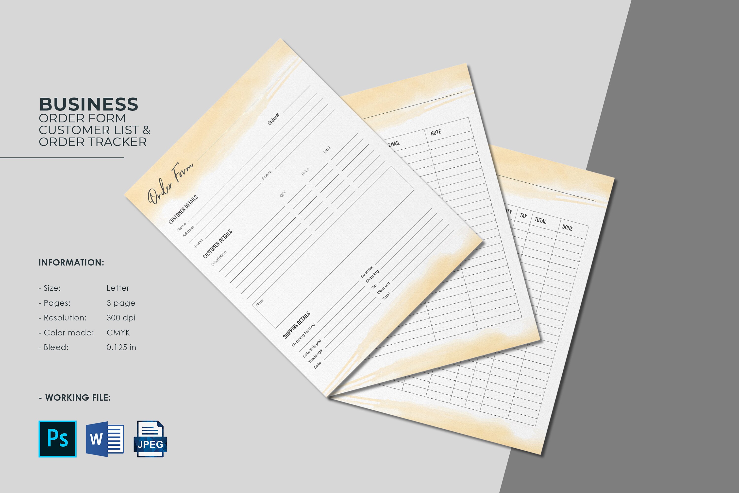Business Minimal Order Form Template Order Tracker Customer - Etsy