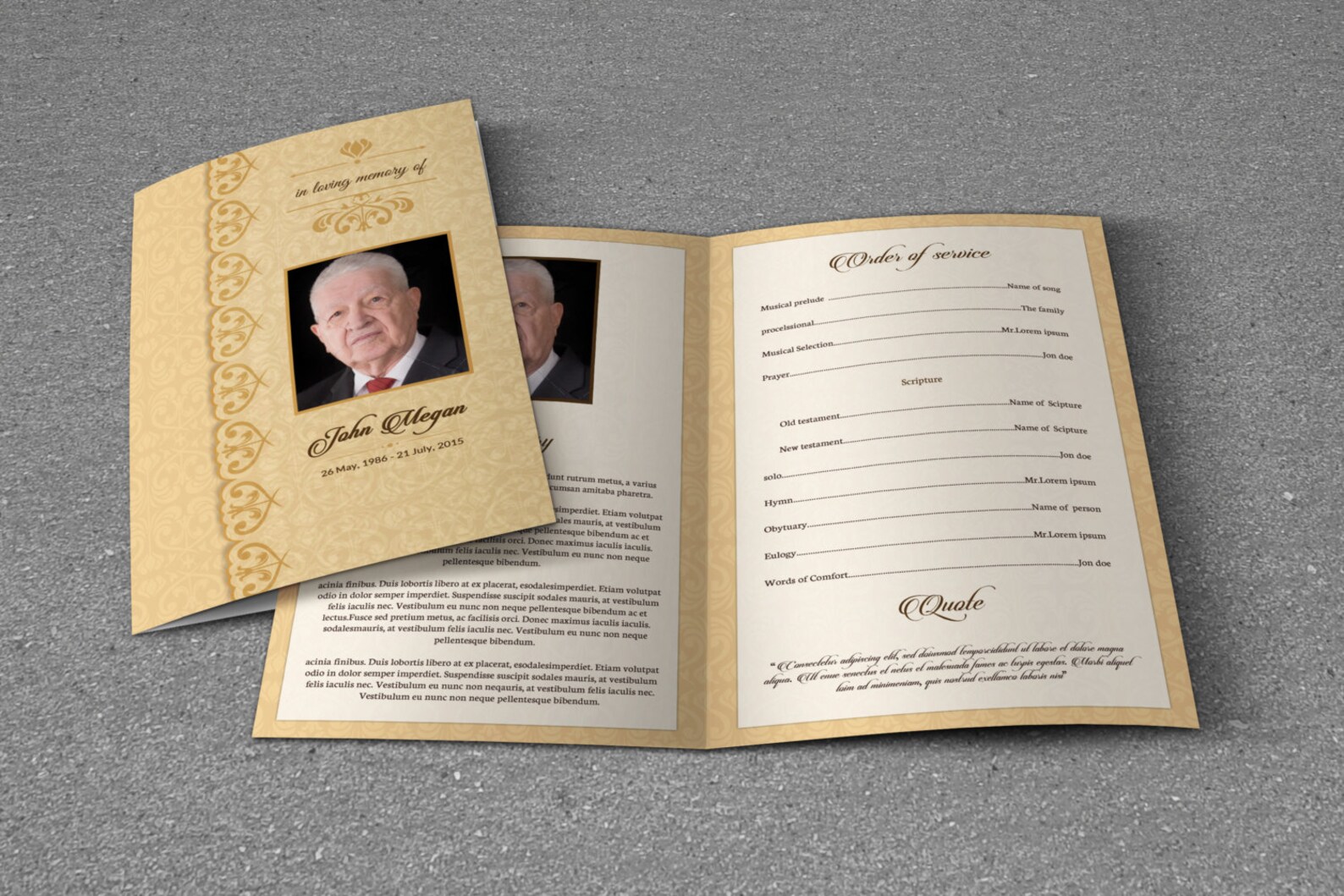 Funeral Program Template Obituary Program Template Photoshop & MS Word ...
