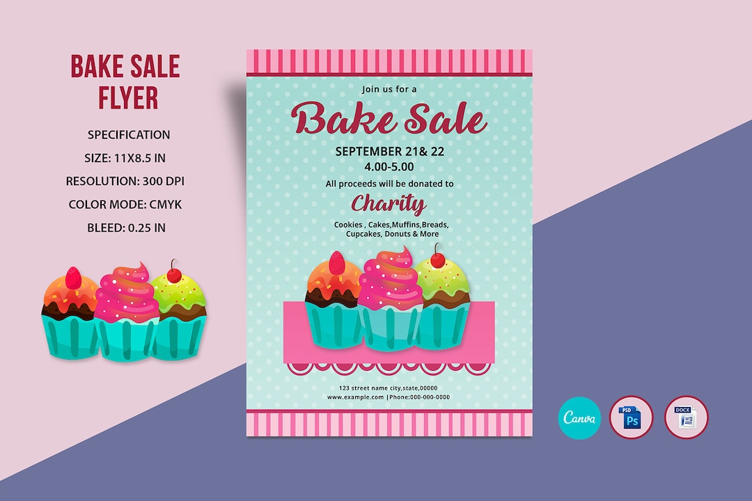 Printable Bake Sale Flyer Template | Invitation Flyer, Ms Word ...