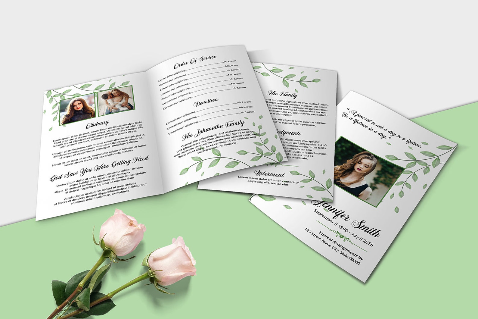 Printable Floral Funeral Program Template Obituary Template | Etsy