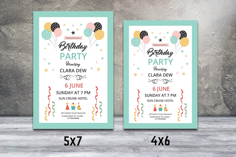 Birthday Invitation Template Birthday party flyer Ms Word | Etsy