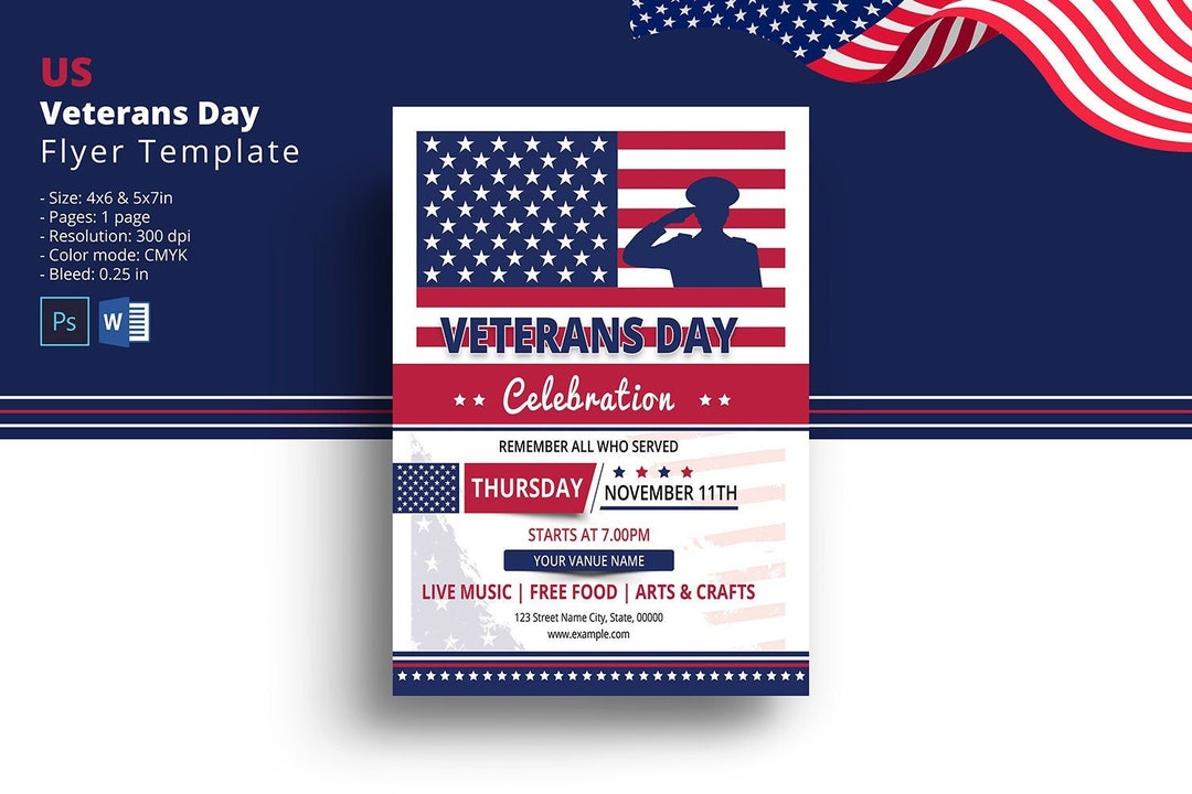 Veterans Day Celebration Party Flyer Templates | Ms Word, Photoshop ...
