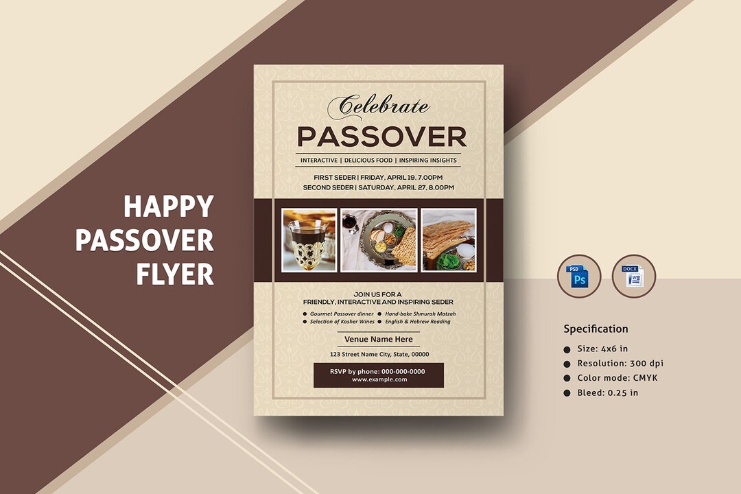 Printable Passover Flyer Template | Photoshop and MS Word Template - Etsy